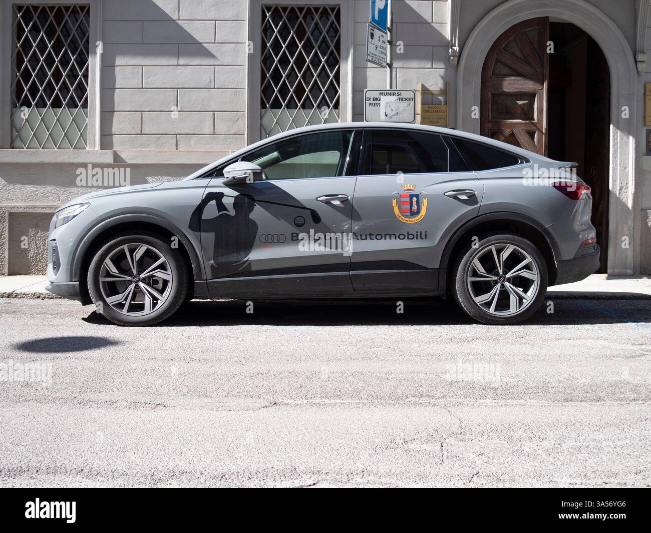 Cremona, Italy March 15th 2025 Dayan Gray Audi Q4 Sportback 40 e tron S line parked in the ...
