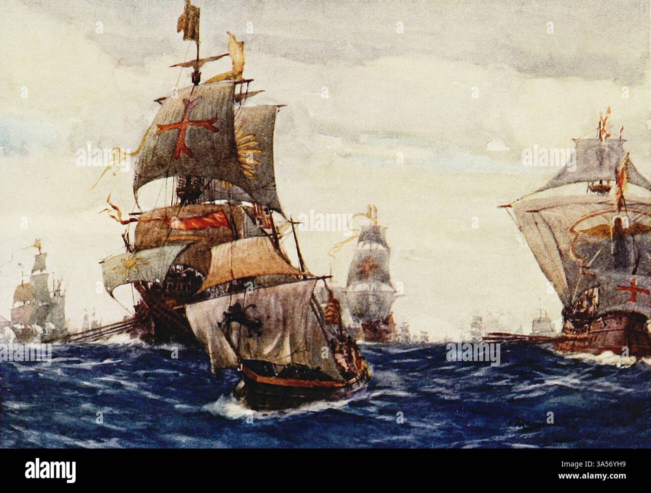 The Spanish Armada in the Bay of Biscay. 1588 from The Royal Navy ...