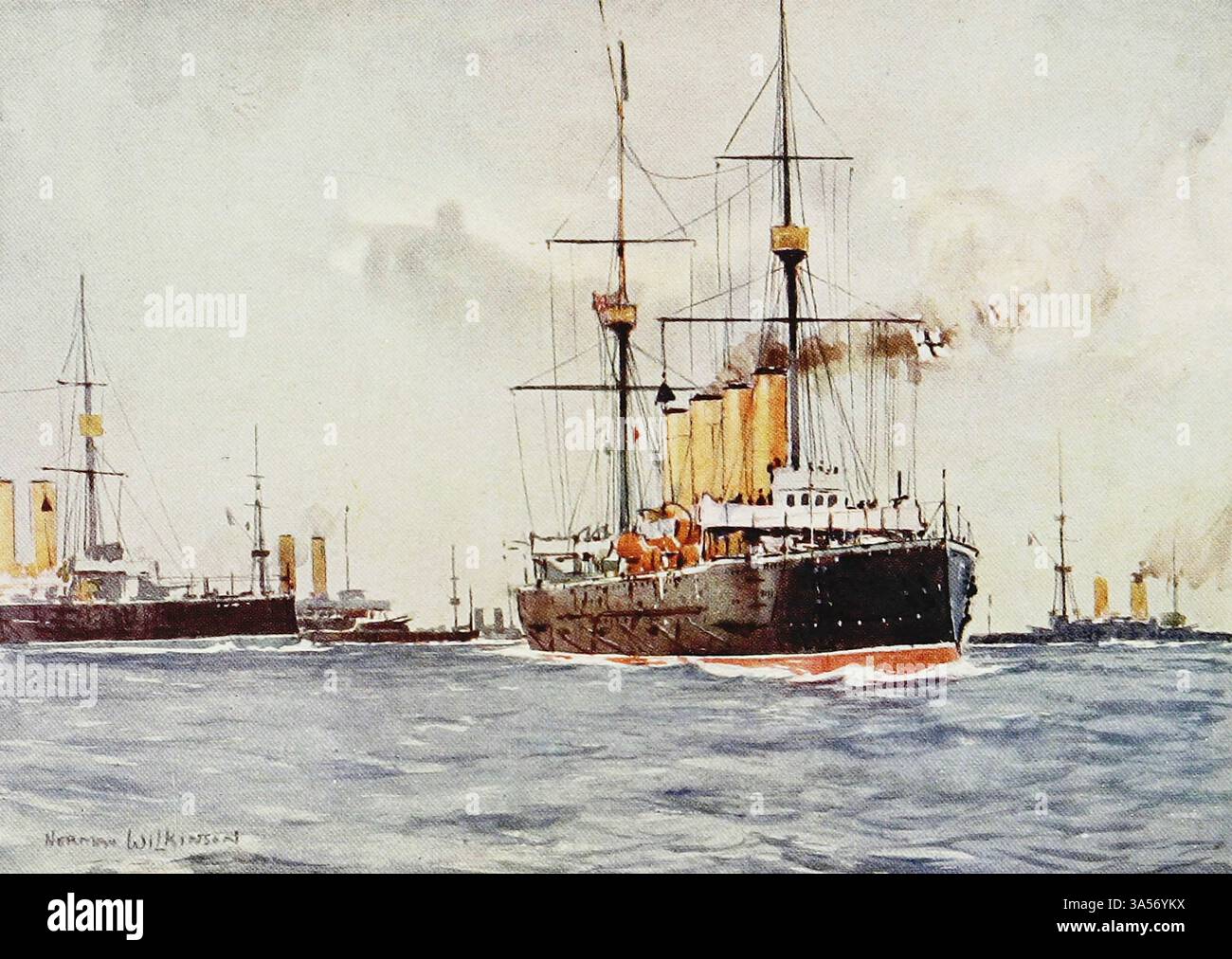 Cruisers Manoeuvring from The Royal Navy Published 1907 Painted by Norman L. Wilkinson Norman ...