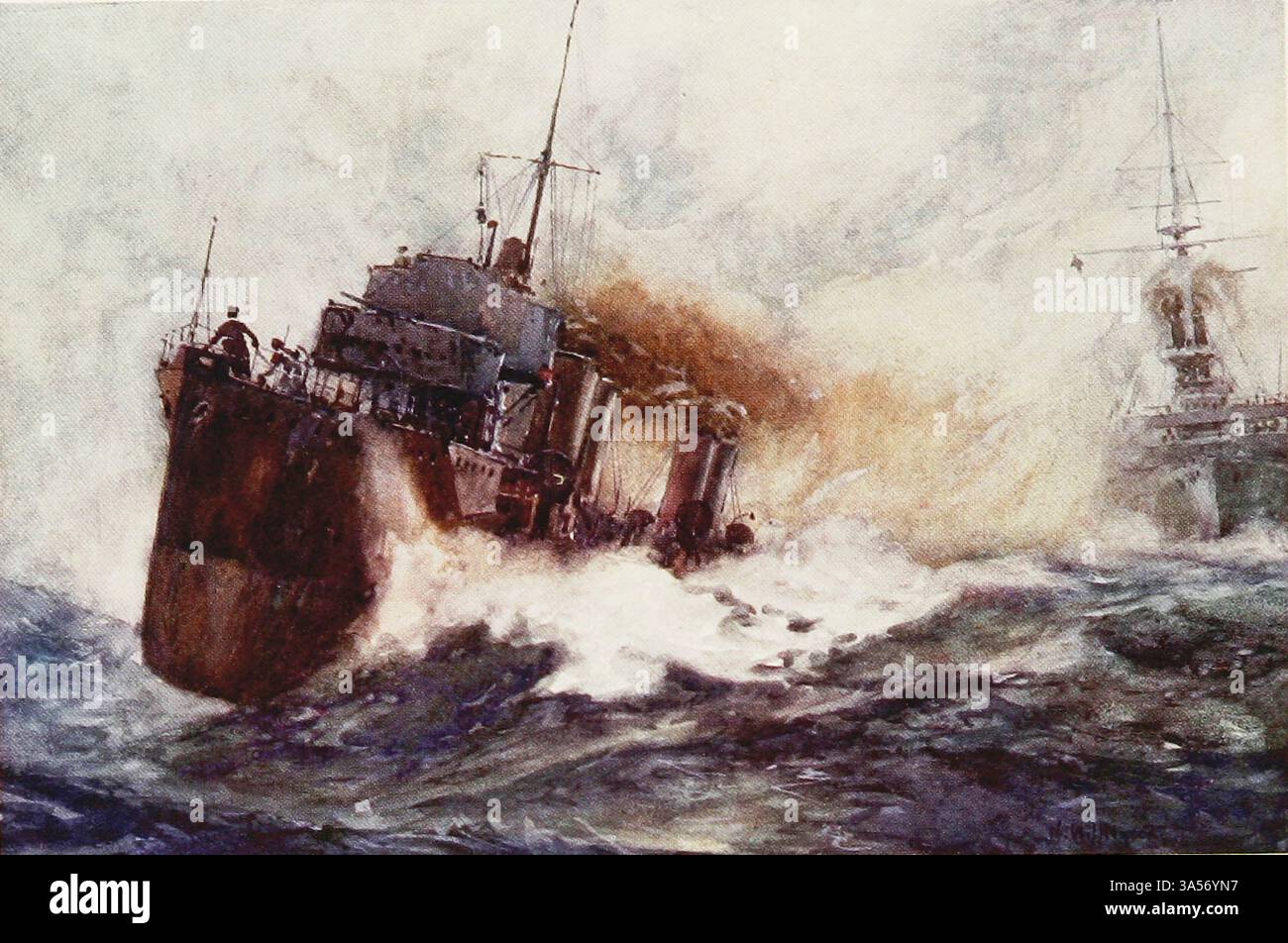 A River Class Destroyer from The Royal Navy Published 1907 Painted by ...