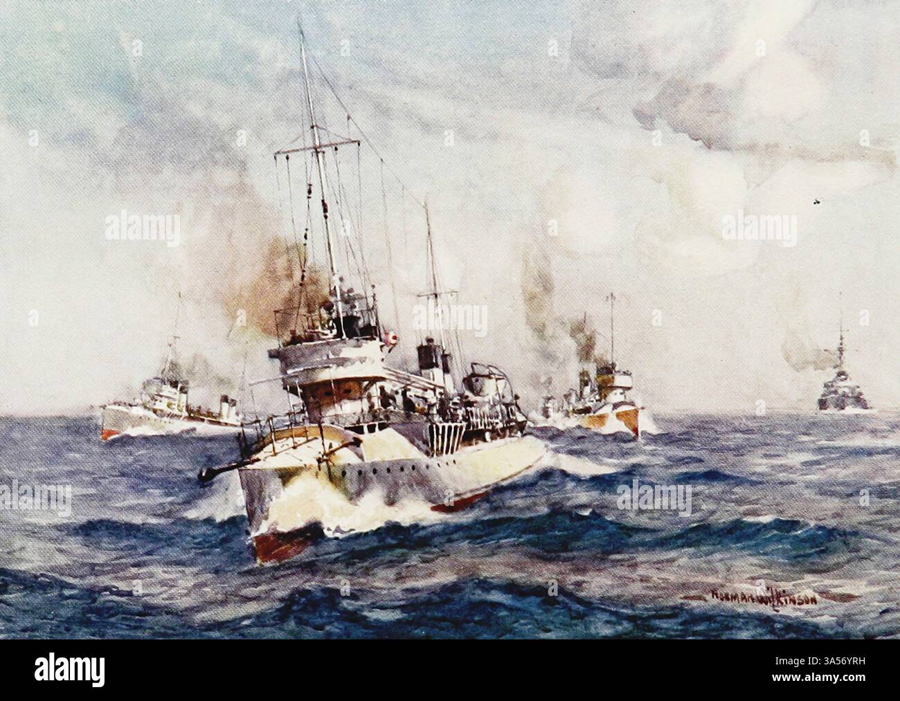 French Destroyers from The Royal Navy Published 1907 Painted by Norman ...