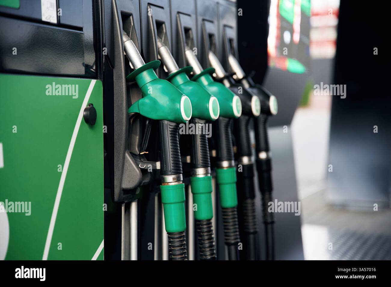 Close up view of various gas pump nozzles Stock Photo - Alamy
