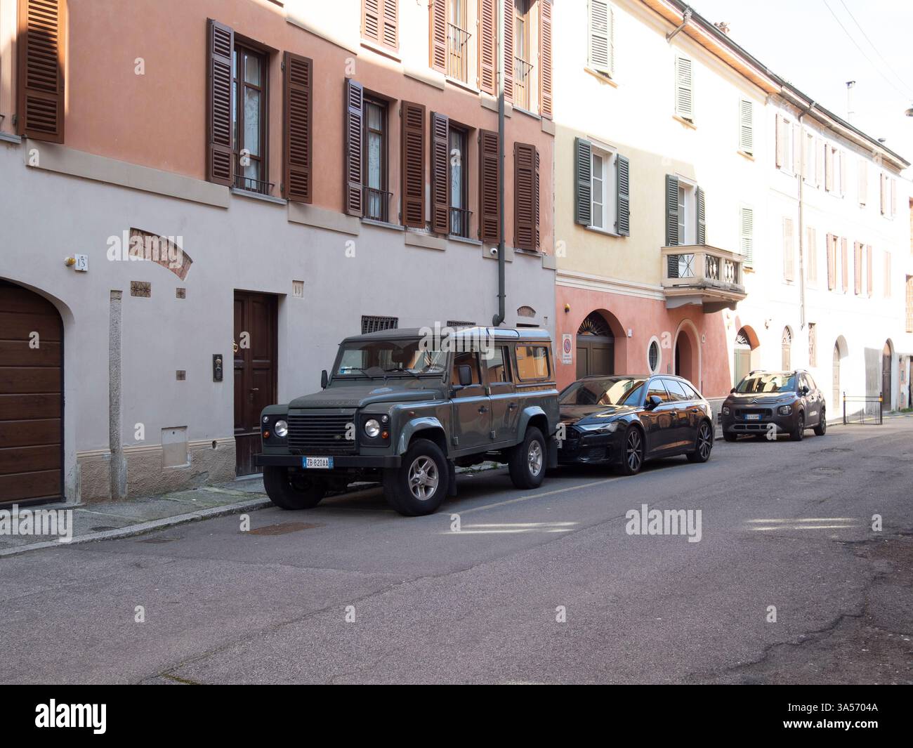 Cremona, Italy March 15th 2025 Land Rover Defender 110 parked in a ...