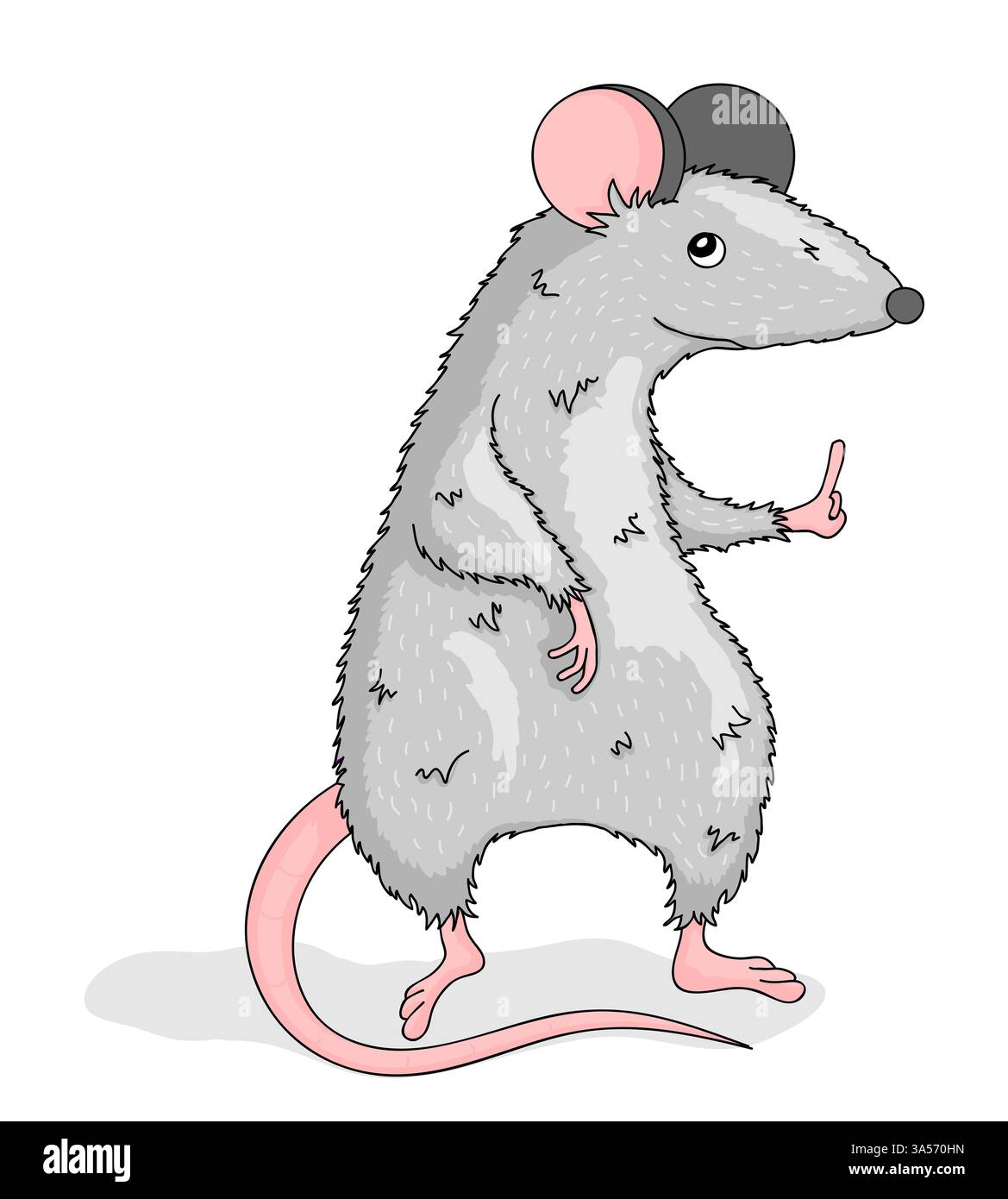 Illustration of a cute rat standing an holding up one of his fingers ...