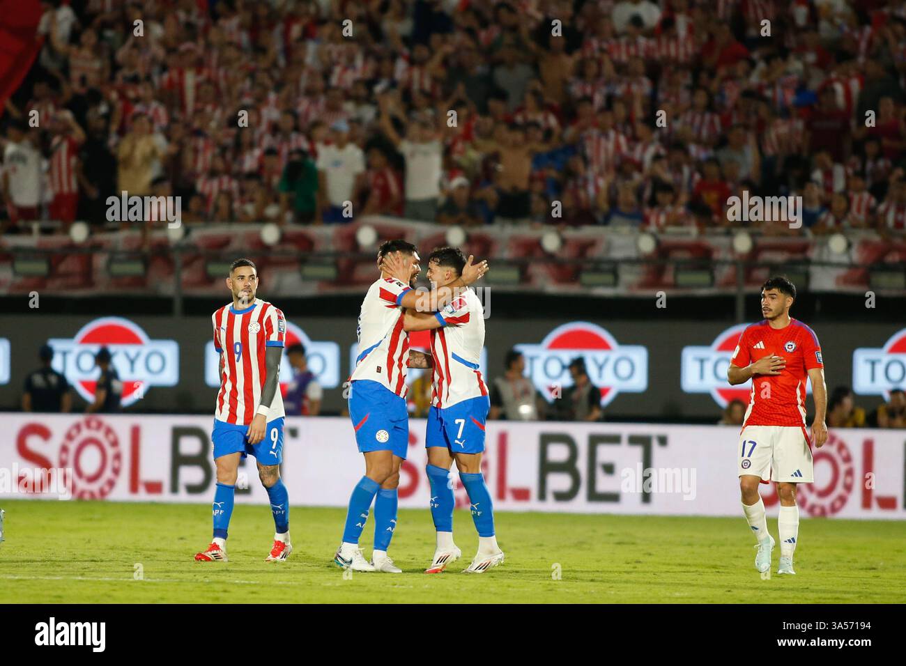 ASUNCION, PARAGUAY, 20 MARCH 2025 - Omar Alderete of Paraguay celebrate ...