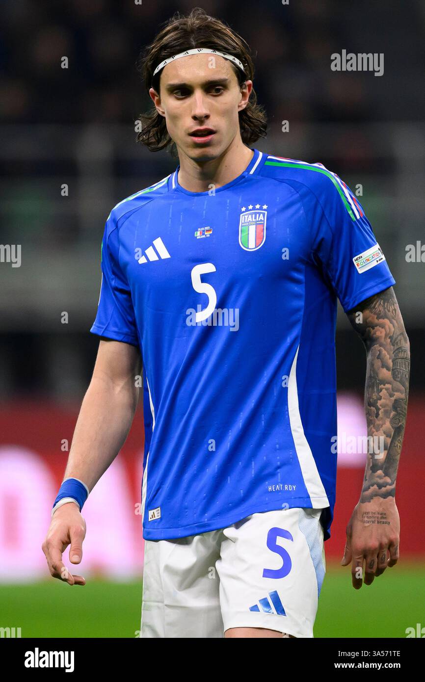 Riccardo Calafiori of Italy looks on during the UEFA Nations League ...