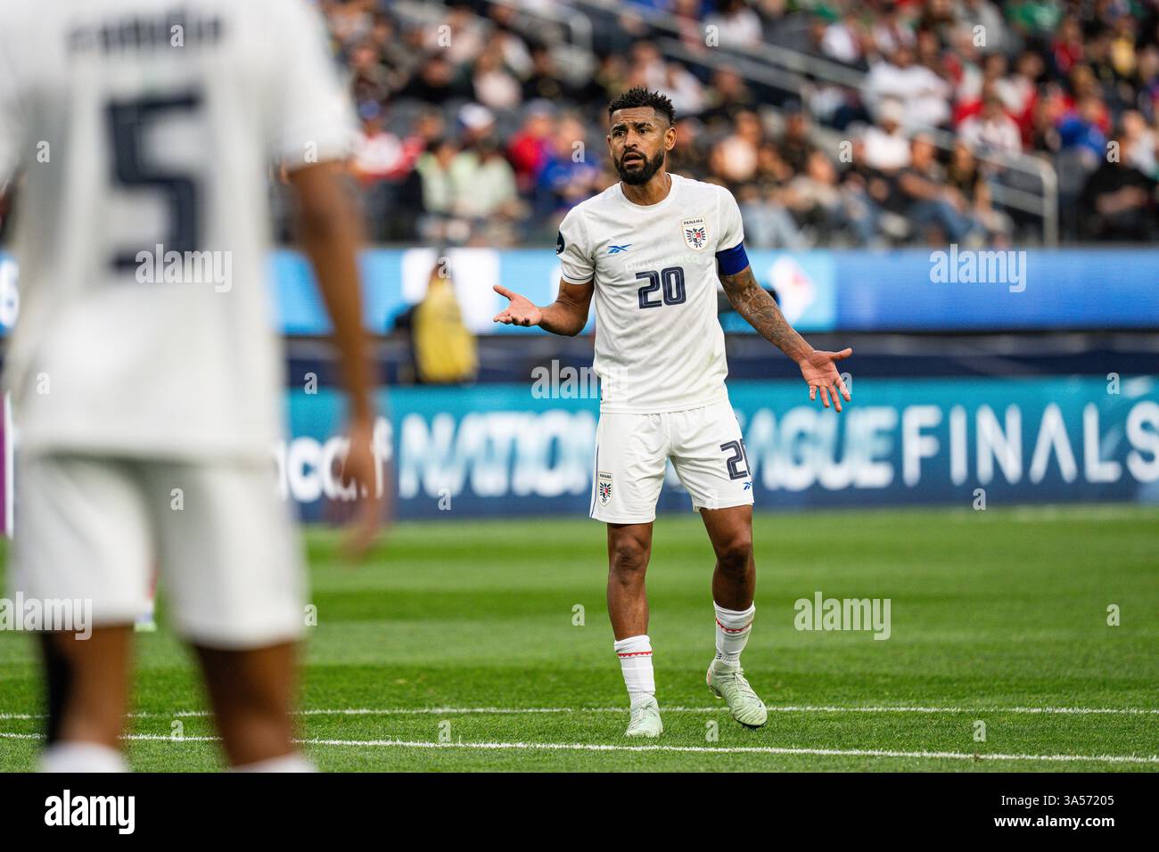 Panama midfielder Anibal Godoy (20) reacts during a Concacaf Nations ...