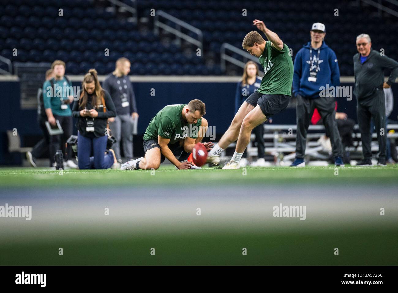 Texas Tech's Reese Burkhardt kicks during the Big 12 Conference's NFL ...