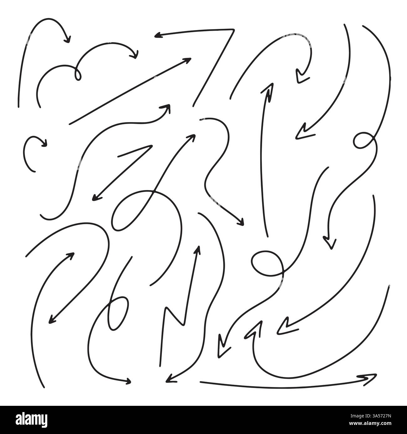 Set of Hand drawn vector arrows doodle on white background. Sketch ...