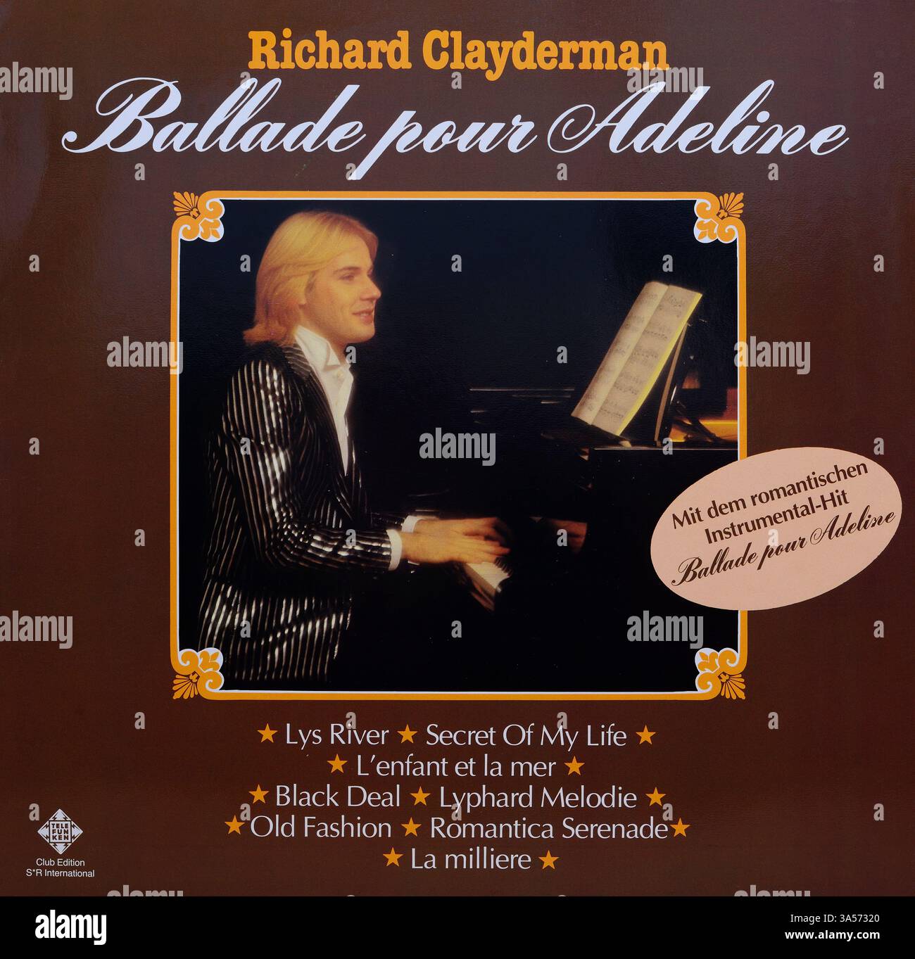 Vintage vinyl record cover, Richard Clayderman, Ballad Pour Adeline, 1977 Stock Photo - Alamy