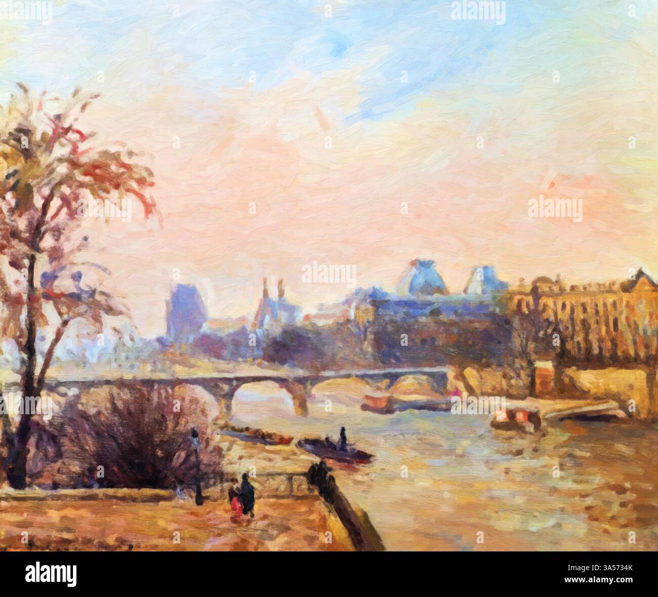 The Seine and the Louvre in 1903 (Painting), by Pissarro, Camille (1830 ...