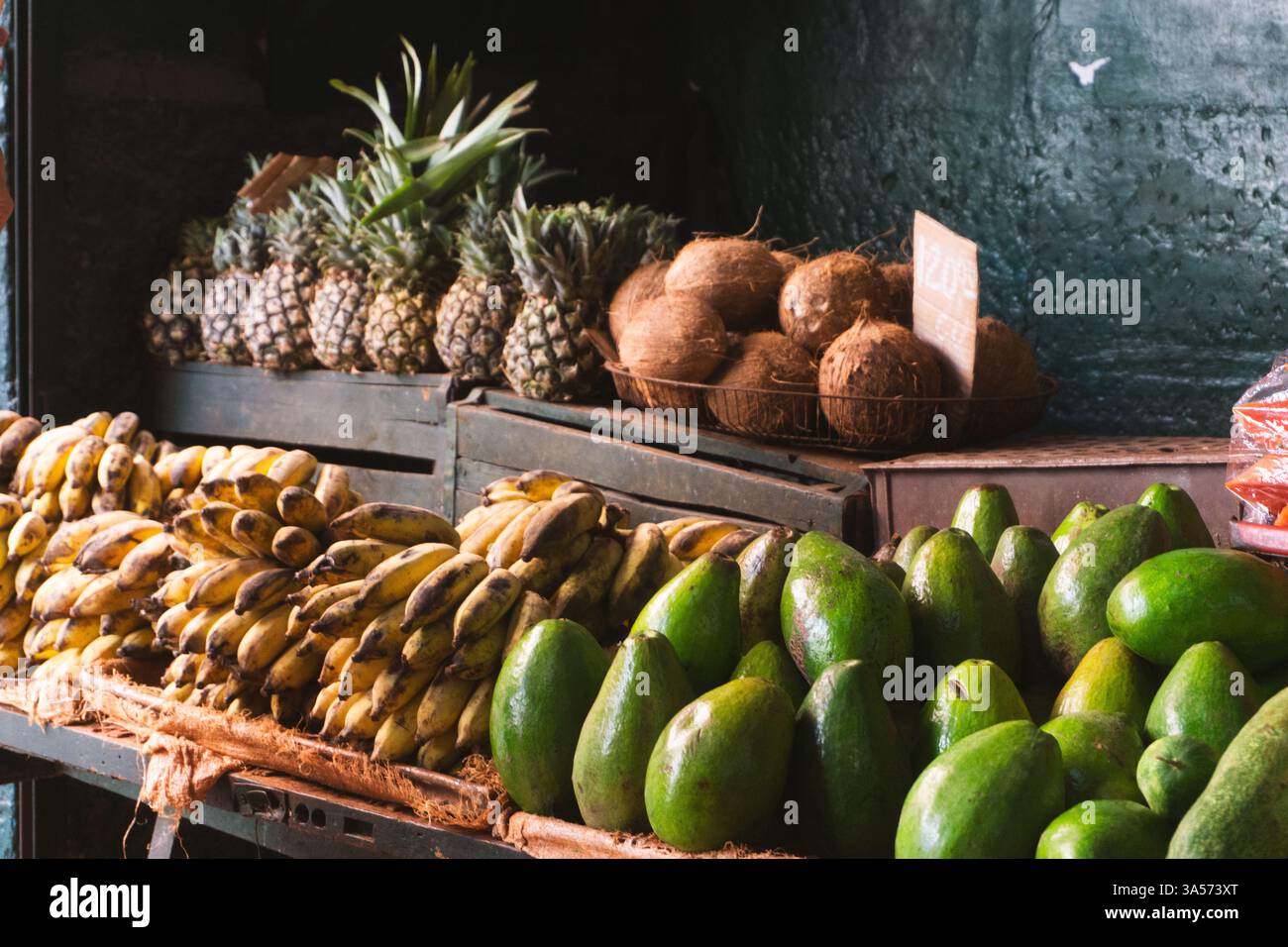 A vibrant fruit stand in Havana filled with tropical fruits like ...