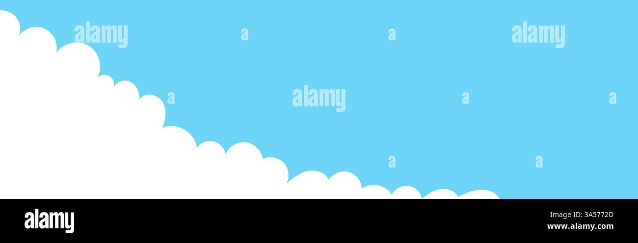 Clouds corner wide bordering. Painted white clouds on blue background ...