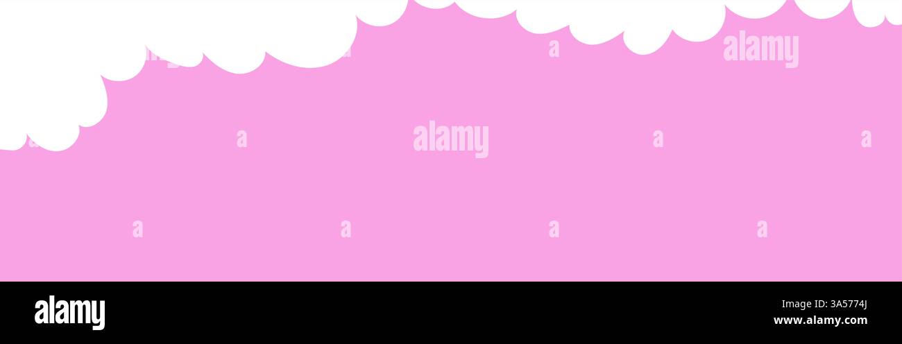 Clouds corner wide bordering. Painted white clouds on pink background ...