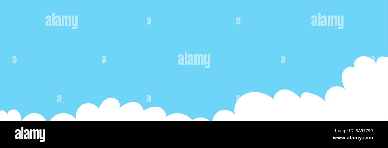 Clouds corner wide bordering. Painted white clouds on blue background ...