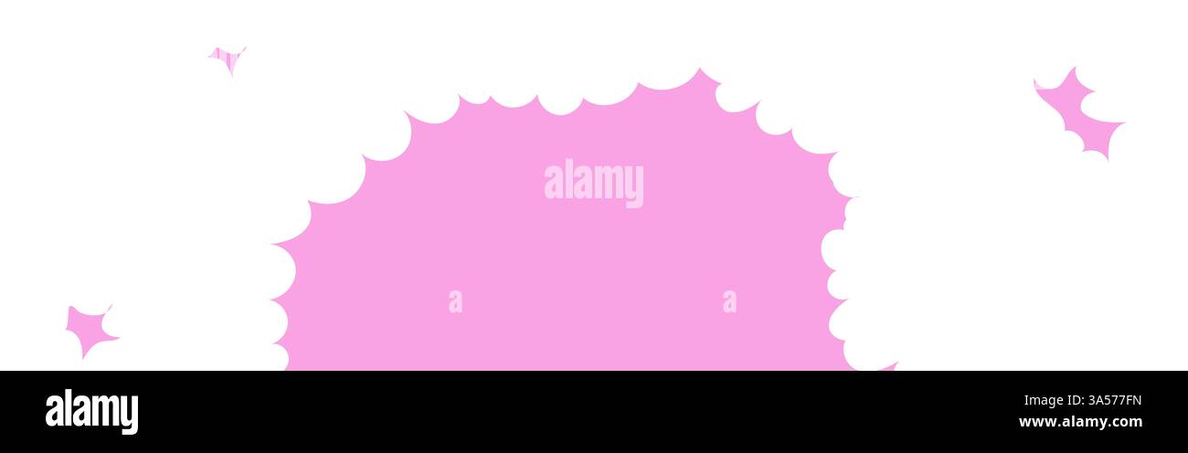 Clouds arch wide border. Painted white clouds on pink background ...