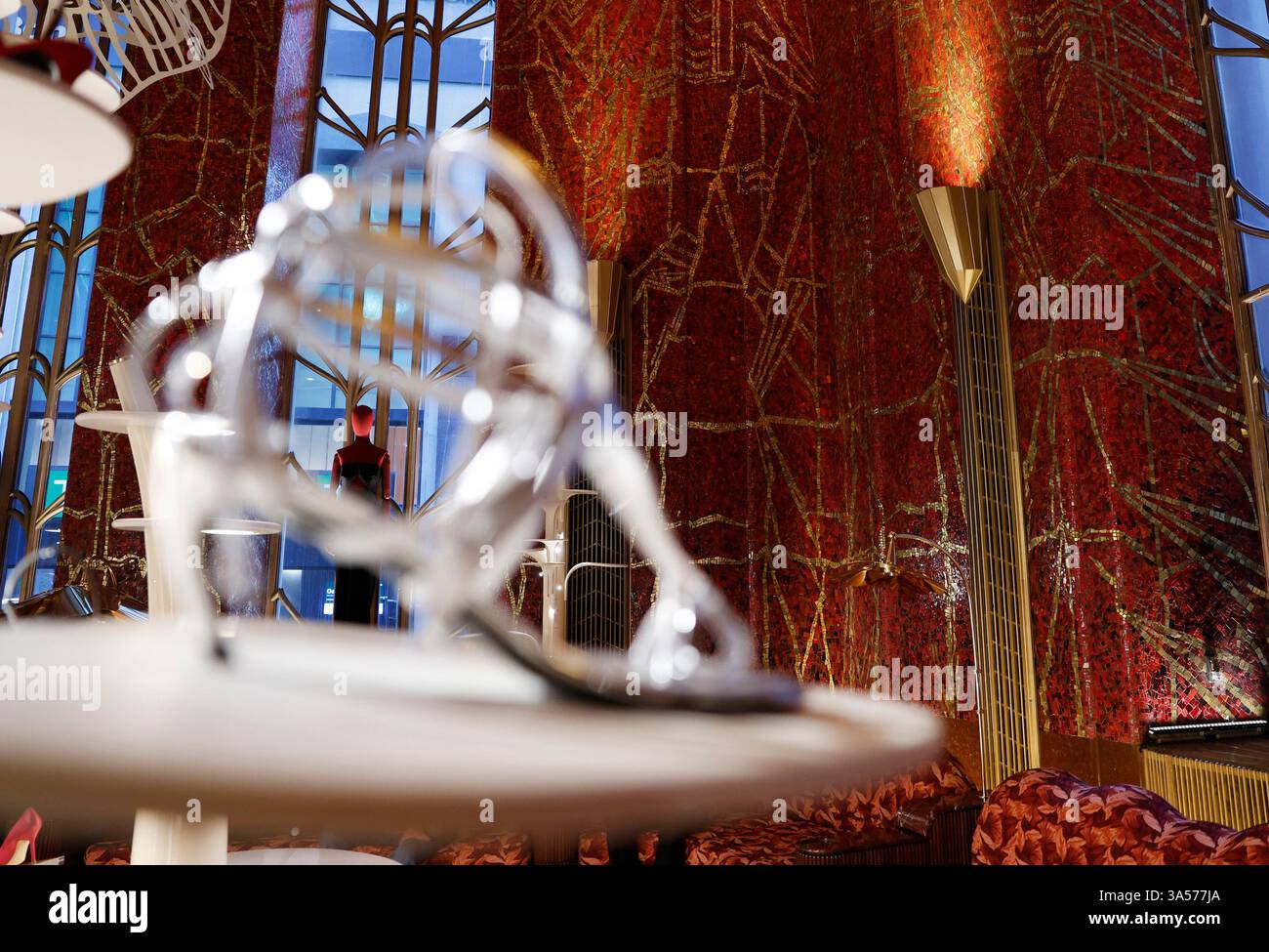 A floor to ceiling mosaic room know as the The Red Room displays ...