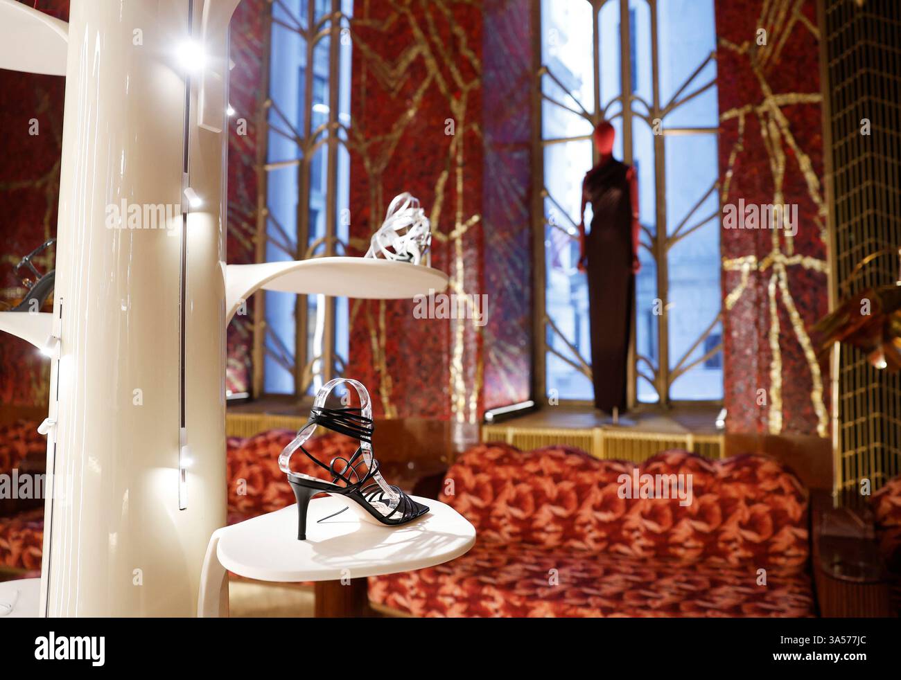 A floor to ceiling mosaic room know as the The Red Room displays ...