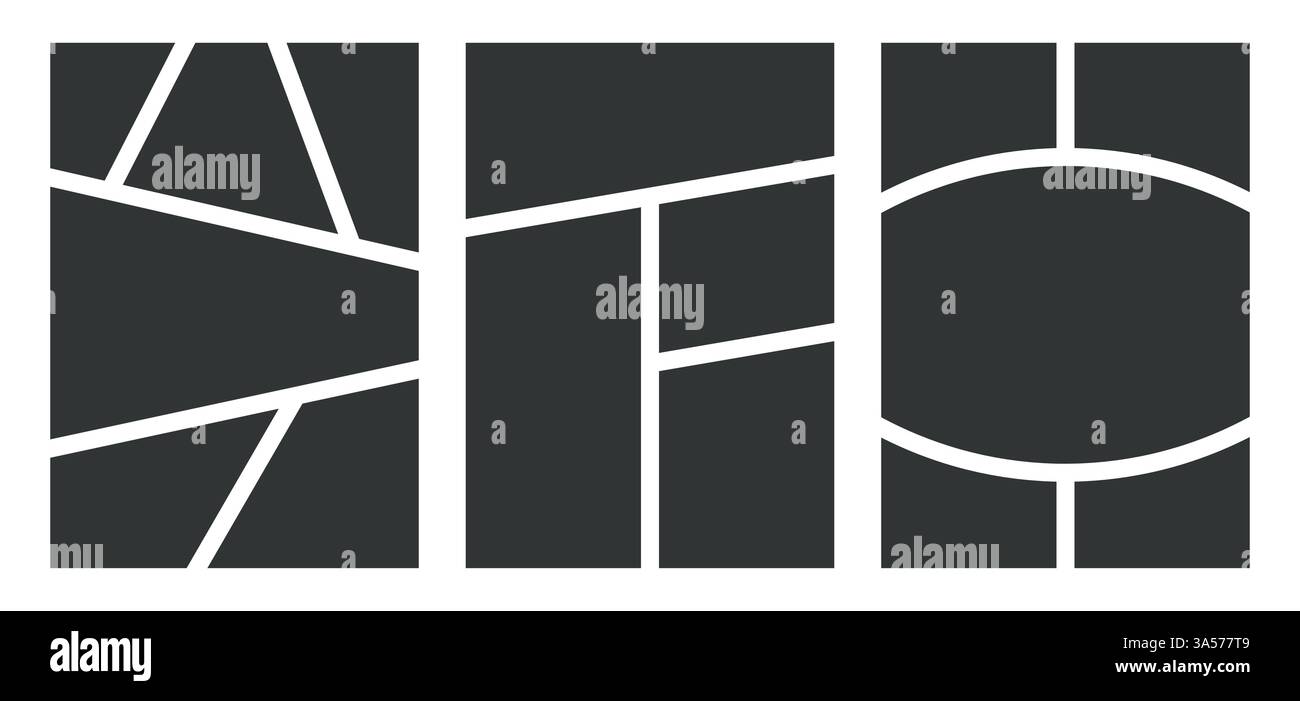 Collage grid. Template for photos. Layout vector mosaic frame. Vertical ...