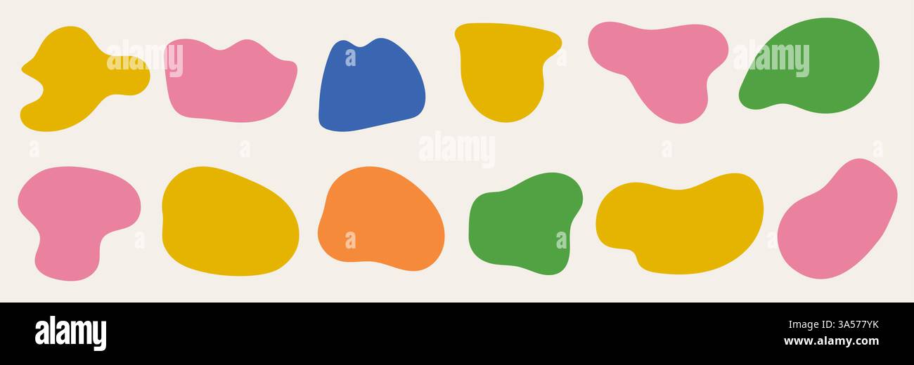 A set of abstract bounded rounded liquid blob shapes. Vector ...
