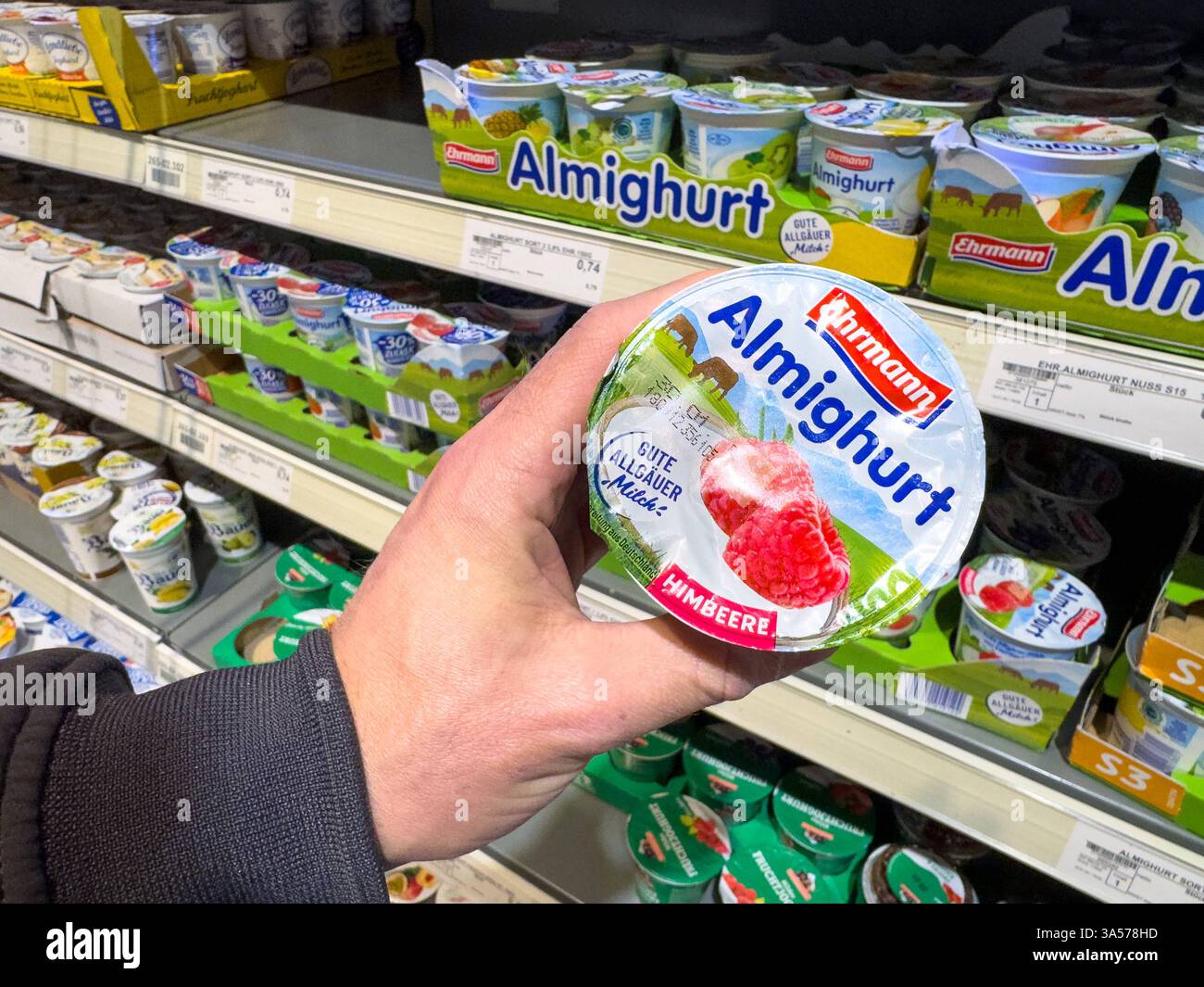 Bavaria, Germany - January 13, 2024: A hand holds an Almighurt ...
