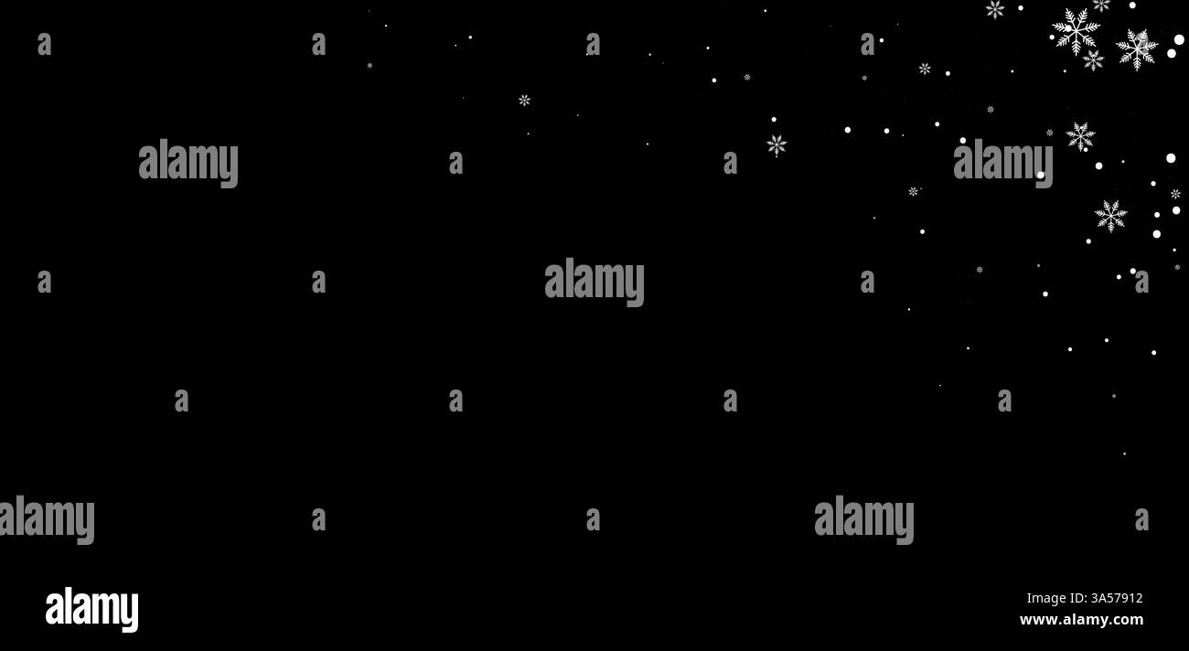 Vector winter background Top Corner Border featuring snowflake pattern. White snow Falling over ...