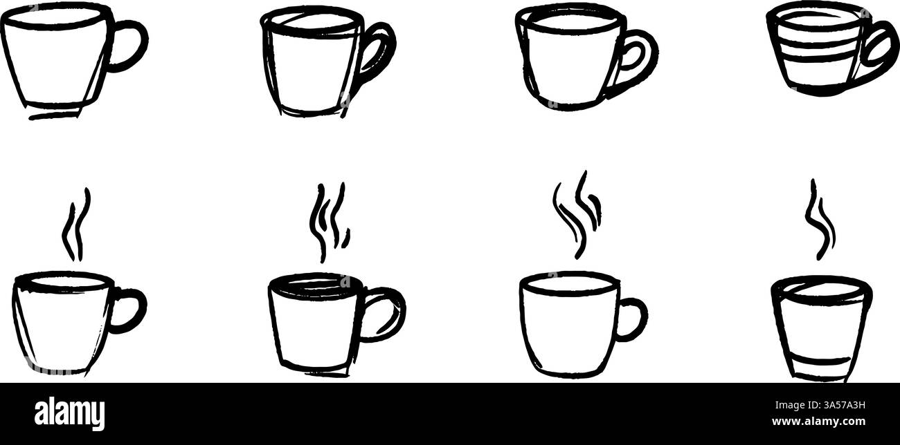 Hand-Drawn Coffee Cups Collection Stock Vector Image & Art - Alamy