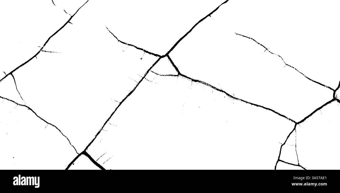 Striking details of crack texture on a stark white background ...