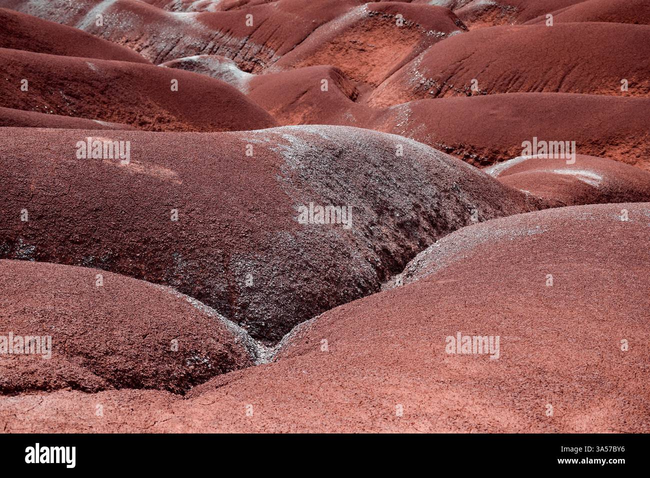 Closeup abstract of iconic red ridge and gully Cheltenham Badlands, a ...