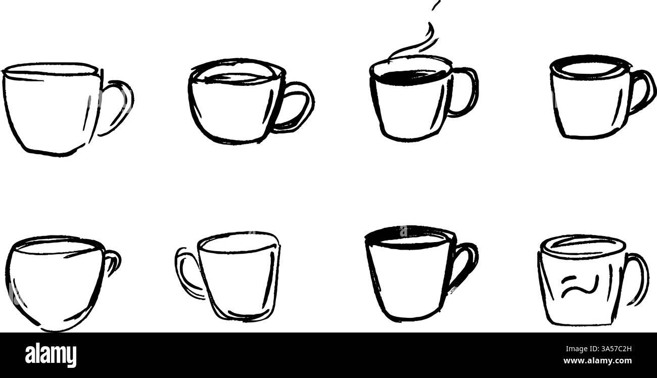 Hand-Drawn Coffee Cups Collection Stock Vector Image & Art - Alamy