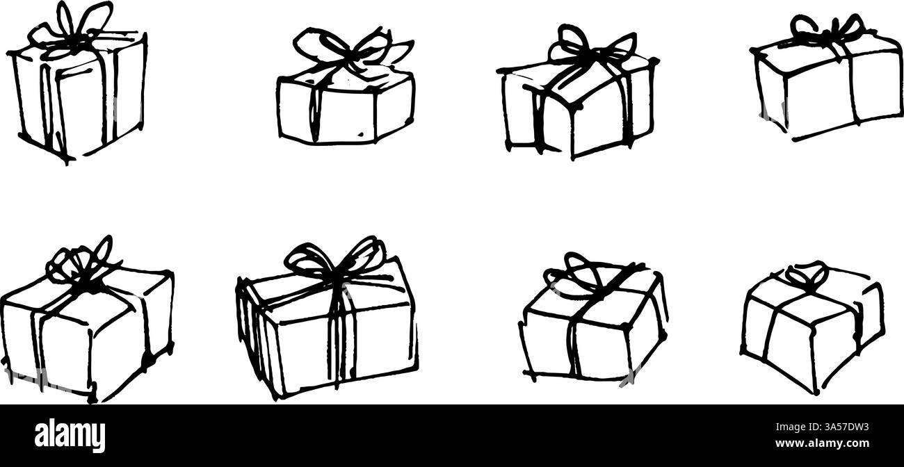 Hand-Drawn Gift Boxes Collection Stock Vector Image & Art - Alamy