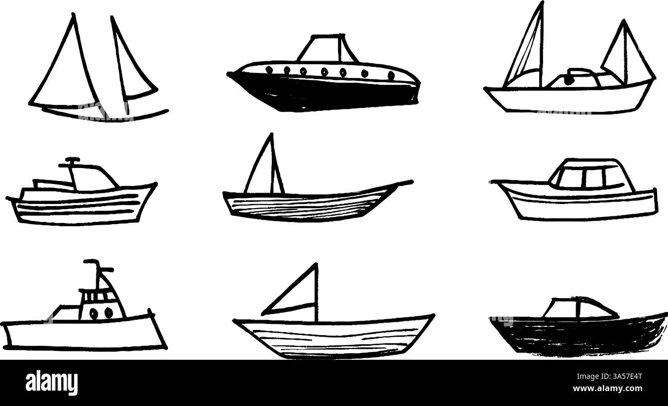 Collection of Hand-Drawn Boats Stock Vector Image & Art - Alamy