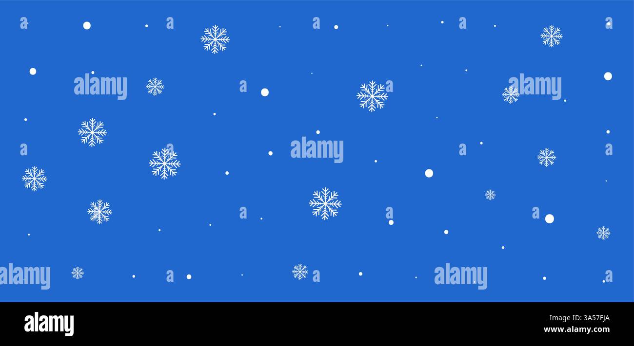 Vector holiday background with blue winter snow and white snowflake ...
