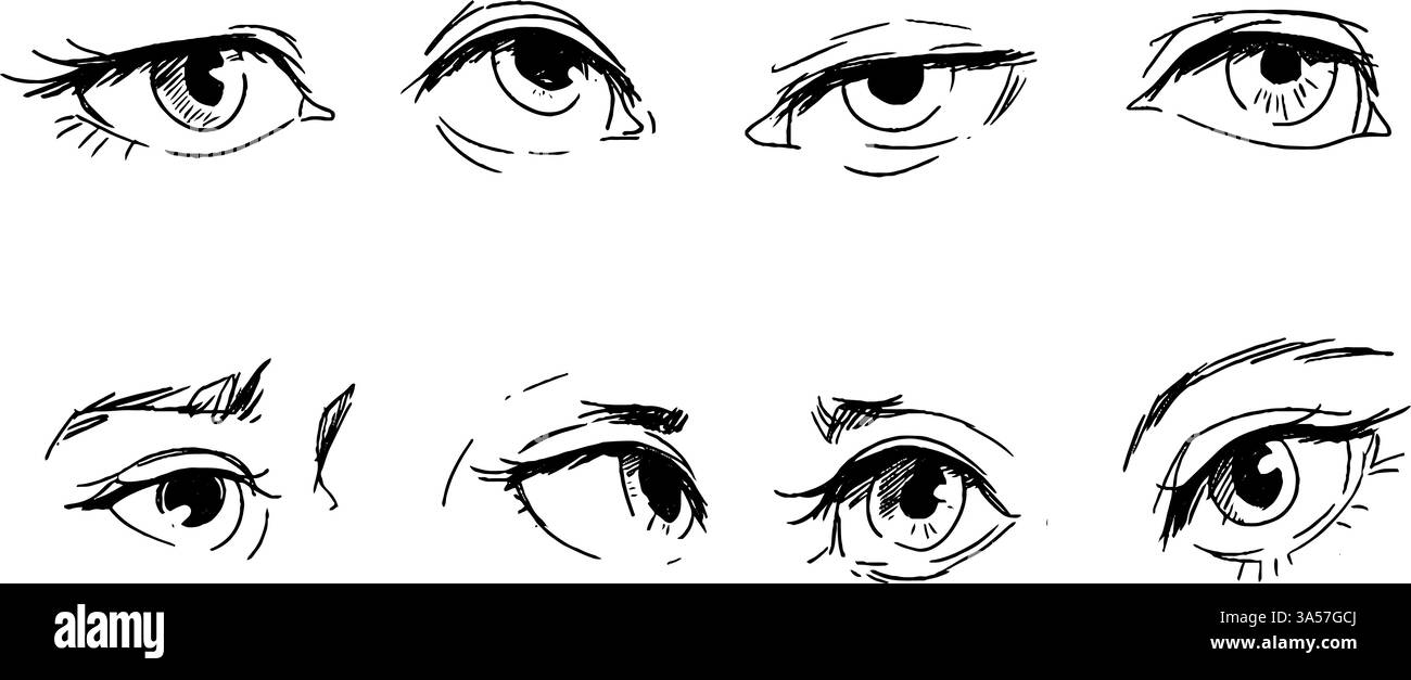 Collection of Eye Illustrations in Line Art Style Stock Vector Image ...