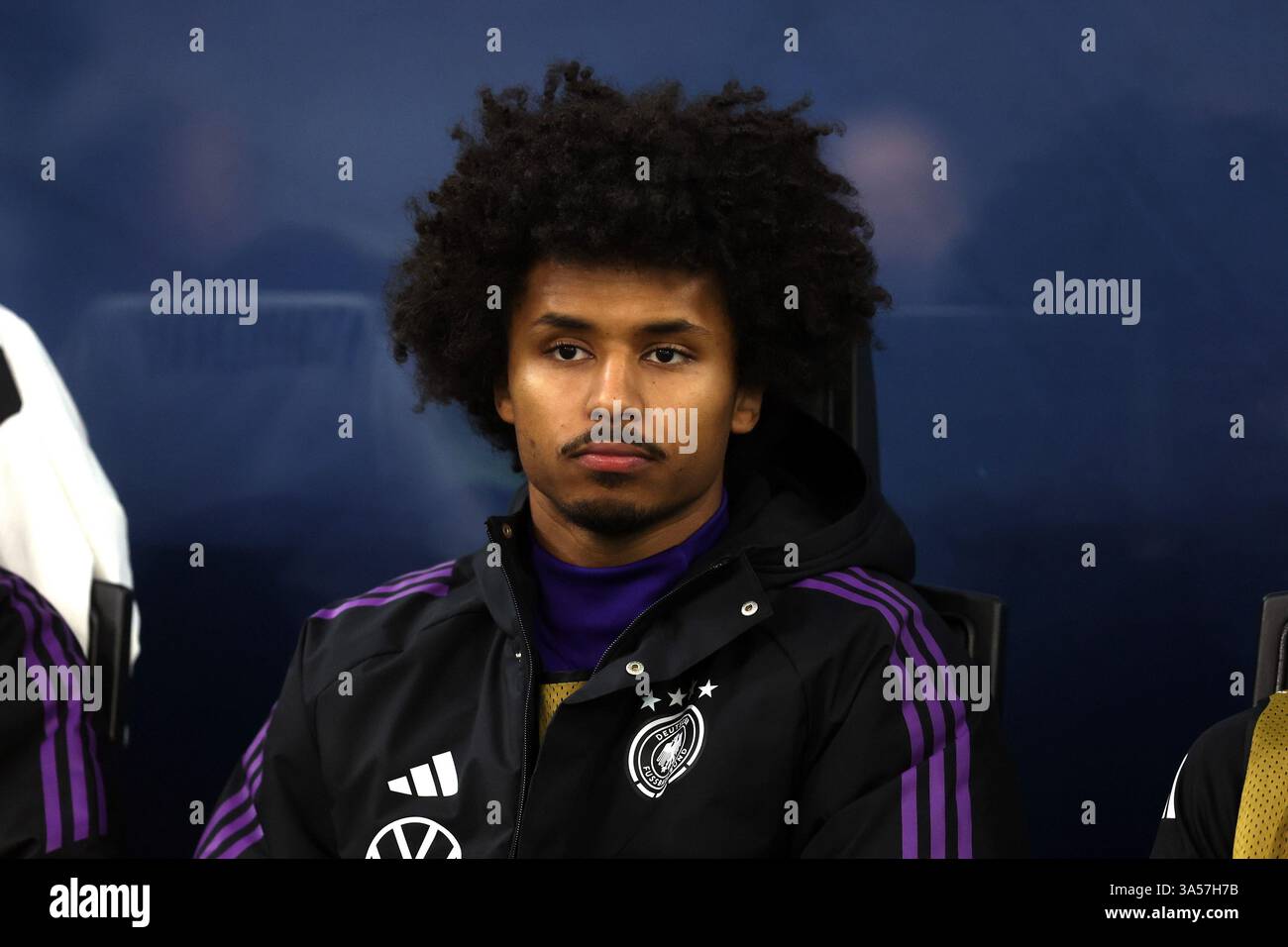 Karim Adeyemi of Germany seen during warm-up before the Uefa Nations ...