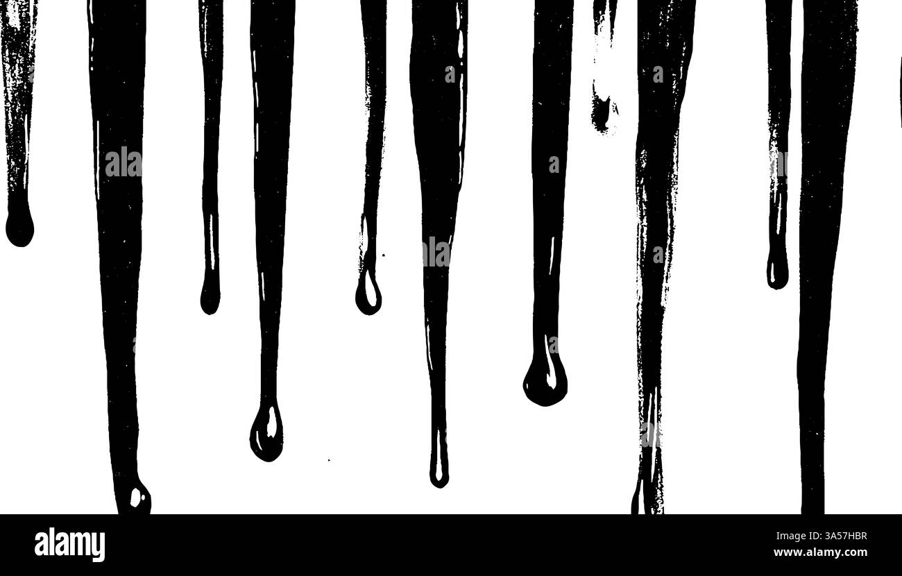 A pattern of black paint or ink dripping down against a white ...