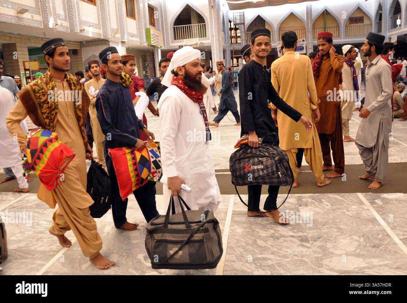 HYDERABAD, PAKISTAN, MAR 21: Faithful Muslims reached mosque to perform ...