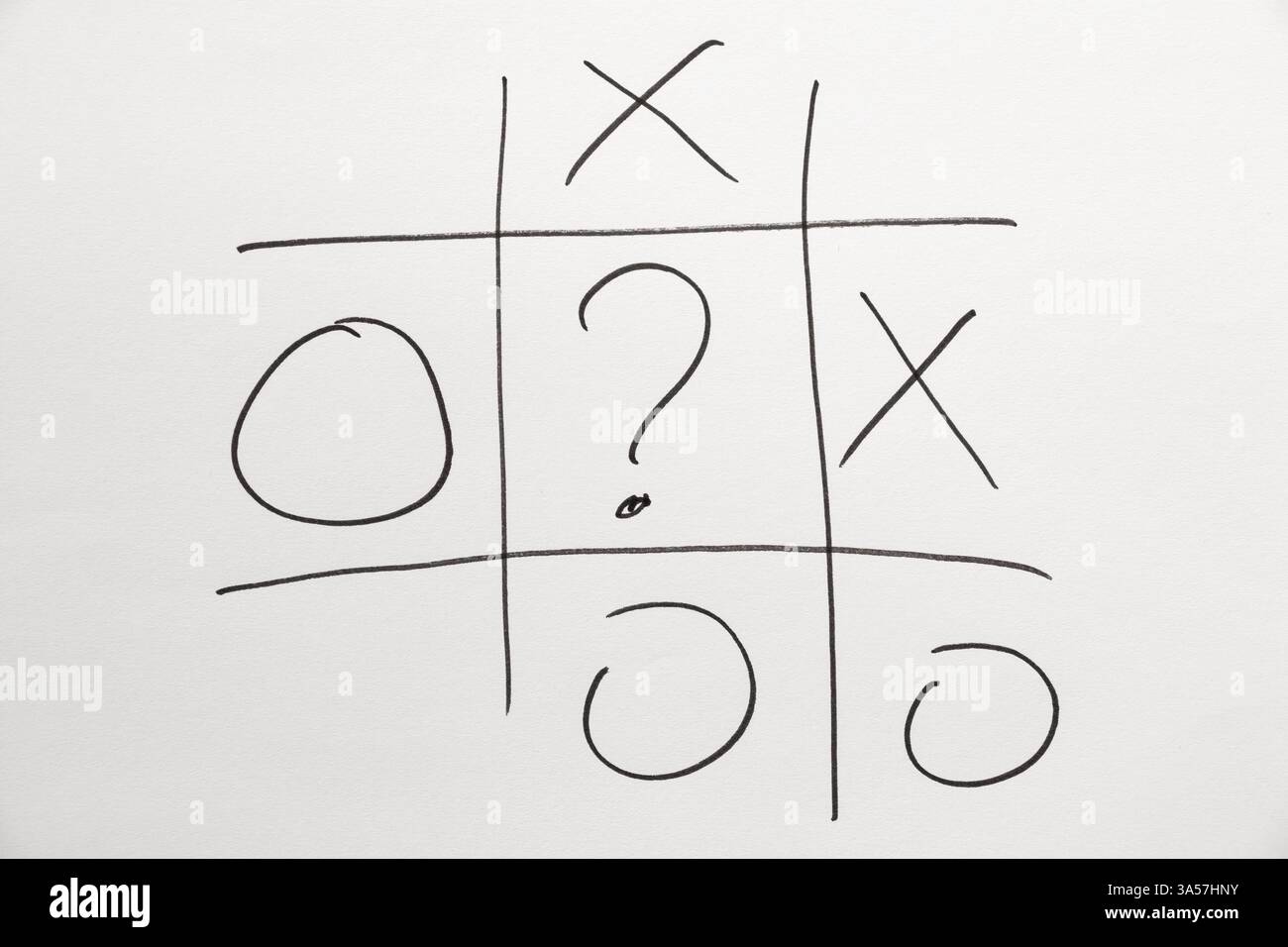Drawing of the game tic-tac-toe and a question mark in the middle on ...