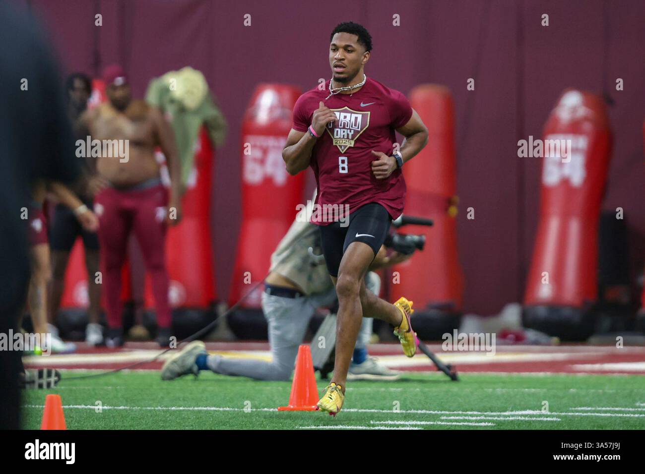 Florida State defensive back Azareye'h Thomas runs a 40-yard dash ...