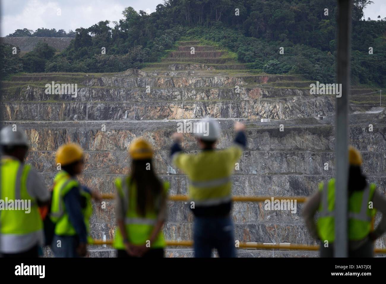 Visitors look at the Cobre Panamá copper mine, owned by Canada's First Quantum Minerals, in ...