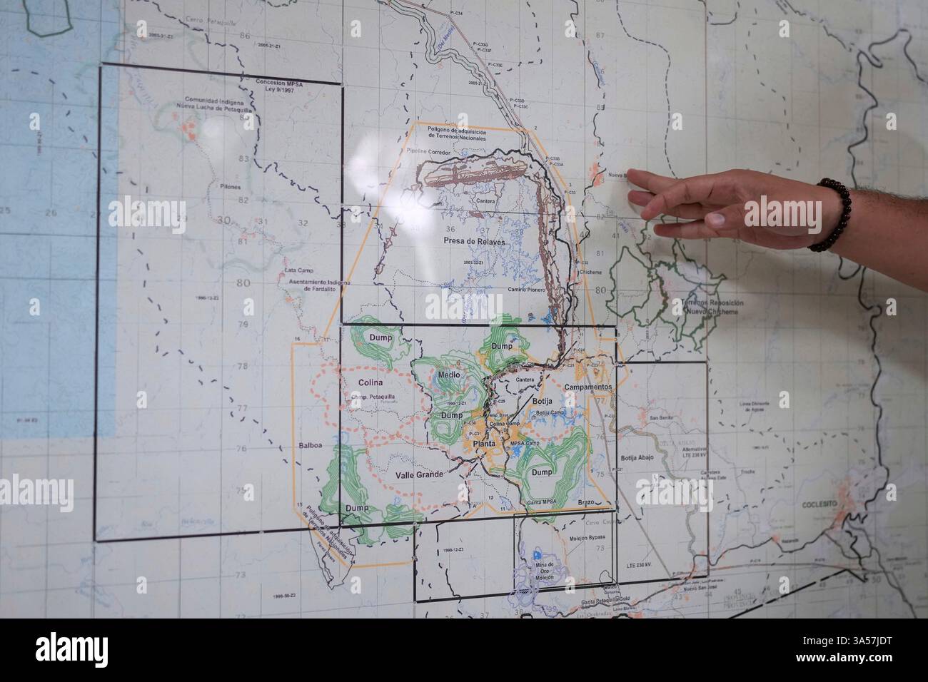 An engineer shows the location of the Cobre Panama copper mine, owned by Canada's First Quantum ...