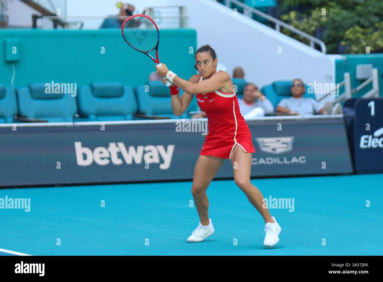 MIAMI GARDENS, FL - MARCH 21: Caroline Garcia (FRA) in action during an ...