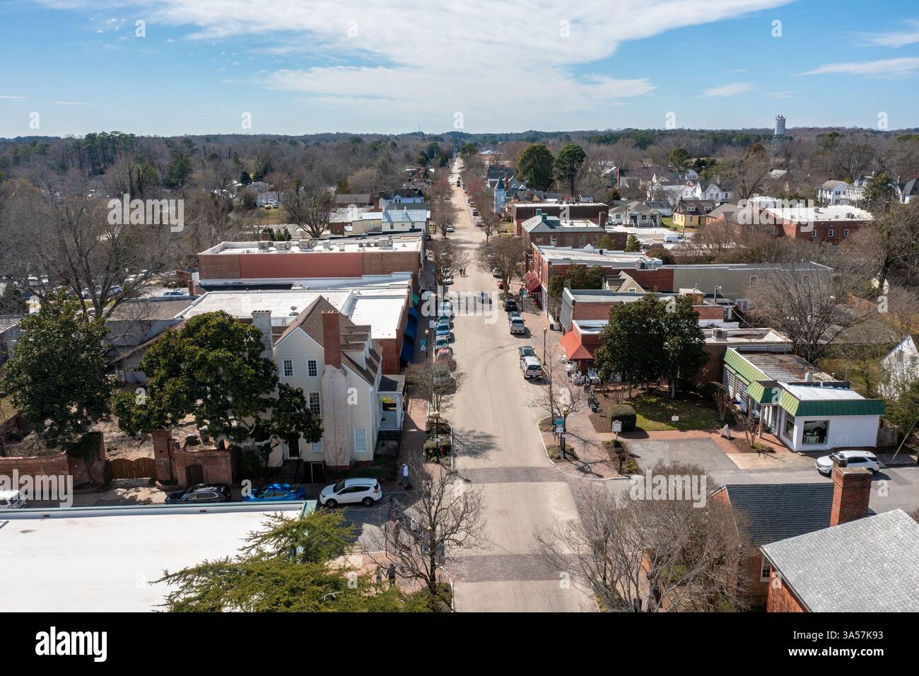 Aerial View of the Main Street With Shops and Businesses in Downtown ...