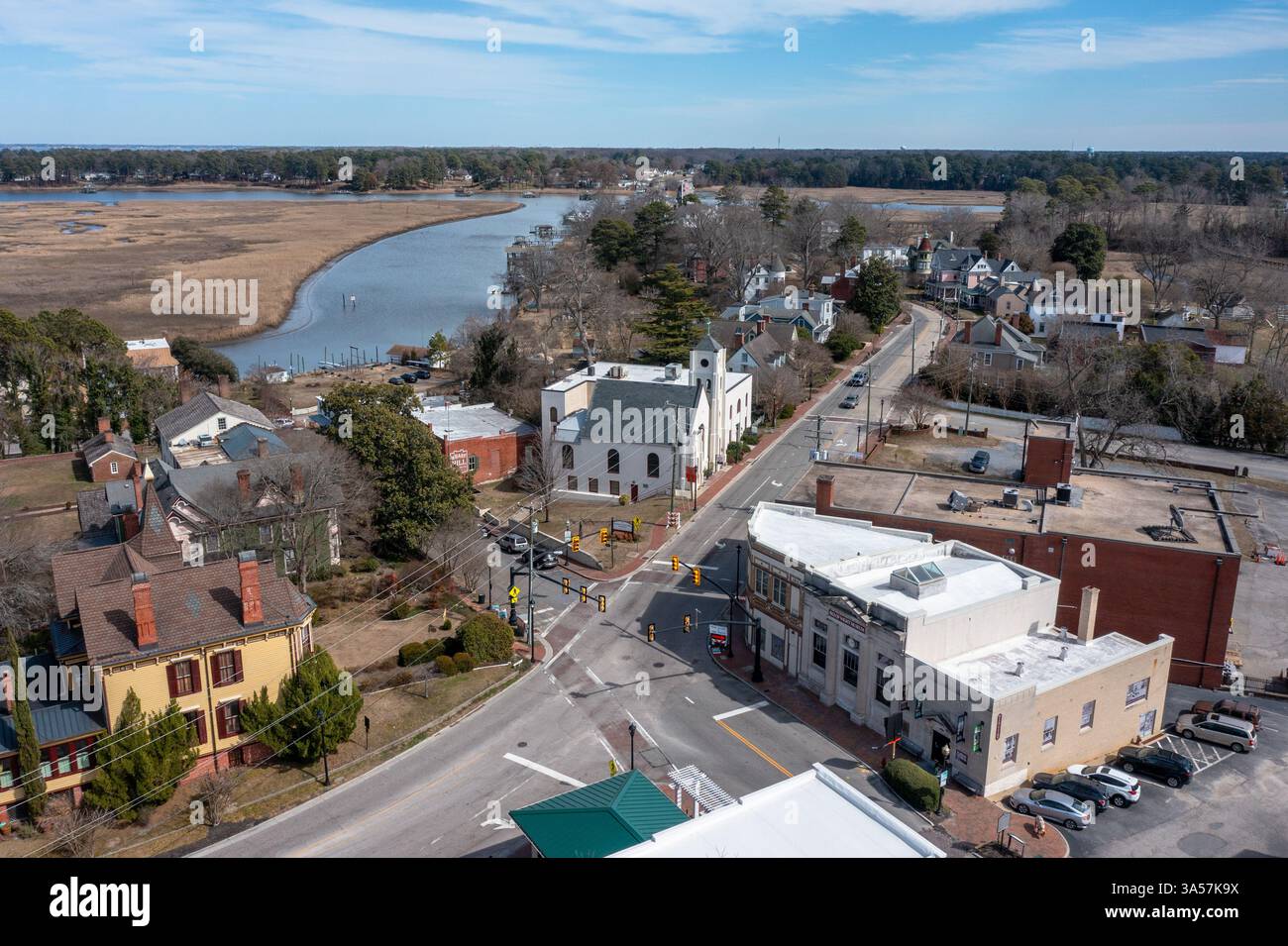 Smithfield Virginia - March 9 2025: Aerial View of Historic Buildings ...