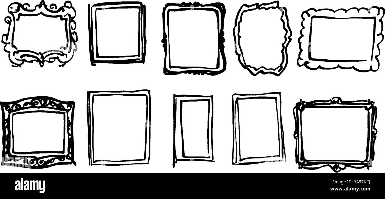 Collection of Hand-Drawn Picture Frames Stock Vector Image & Art - Alamy