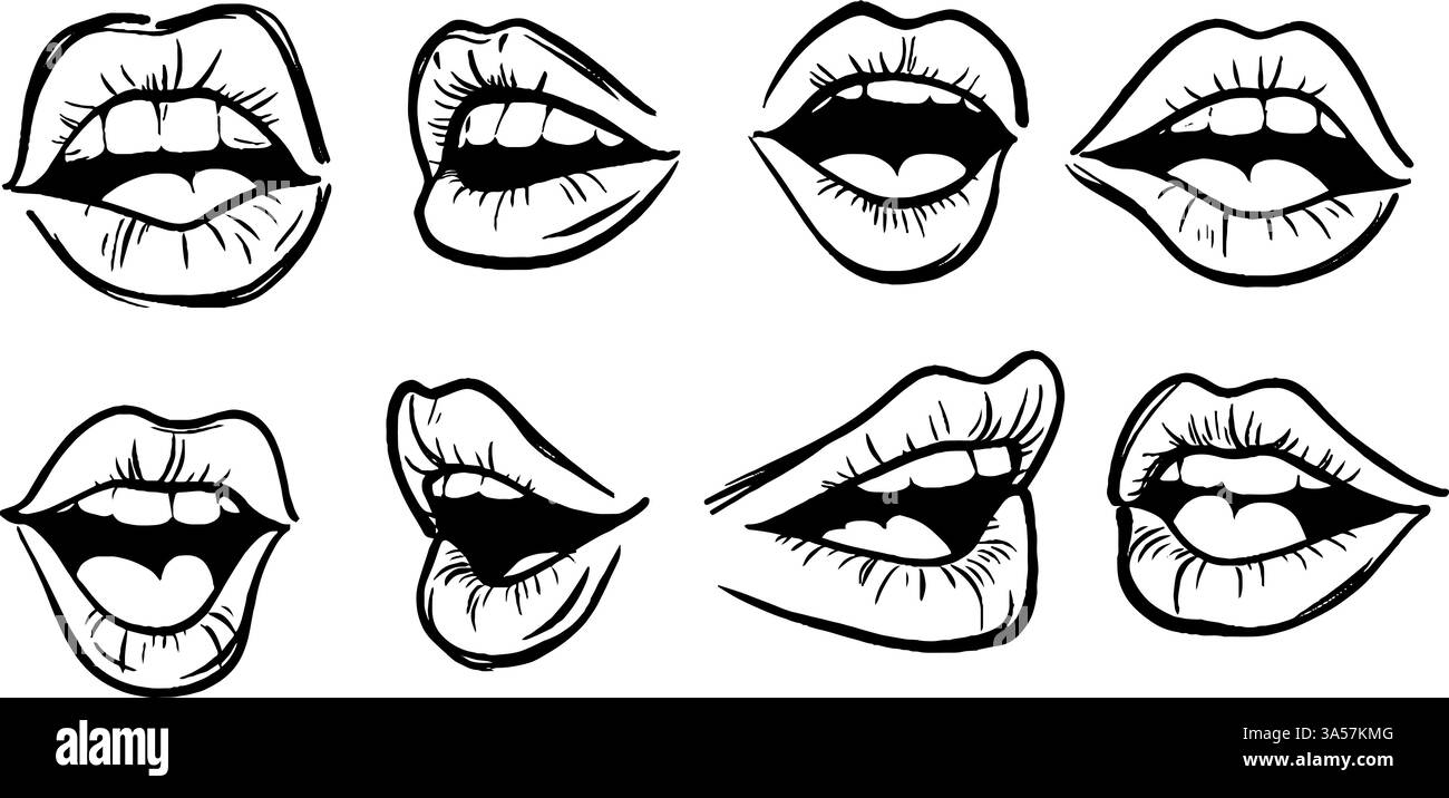 Illustrated Mouth Expressions Collection Stock Vector Image & Art - Alamy