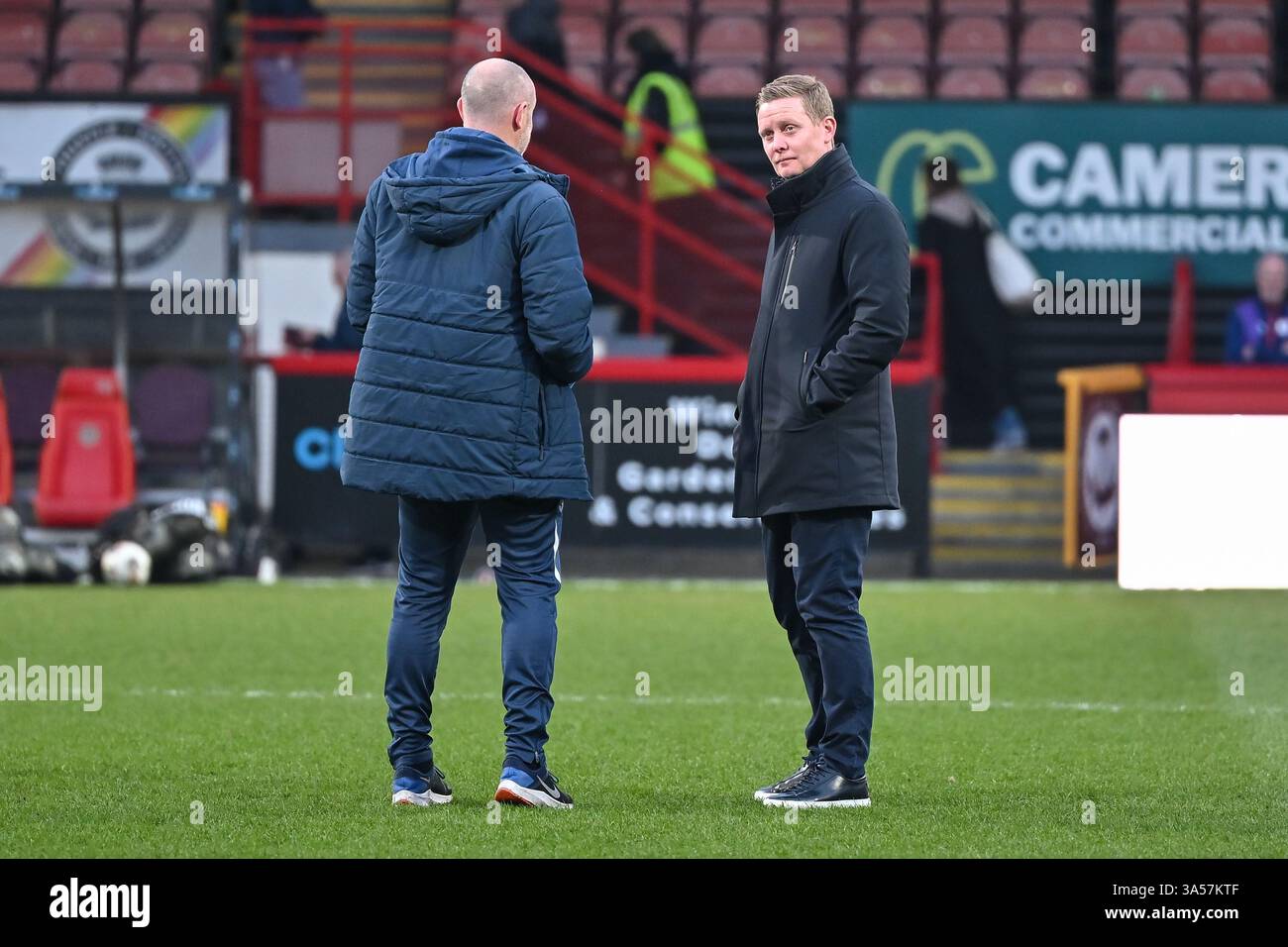 Glasgow, Scotland, UK. 21st March, 2025. Raith Rovers manager Barry ...