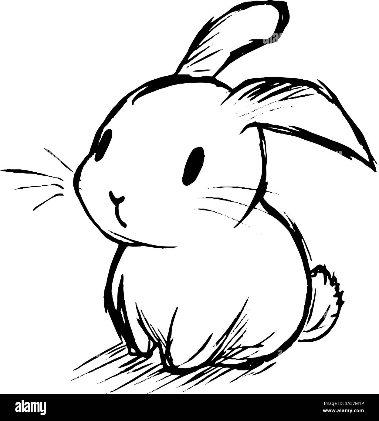 A cute, cartoon-style rabbit sitting down with large eyes and a small ...