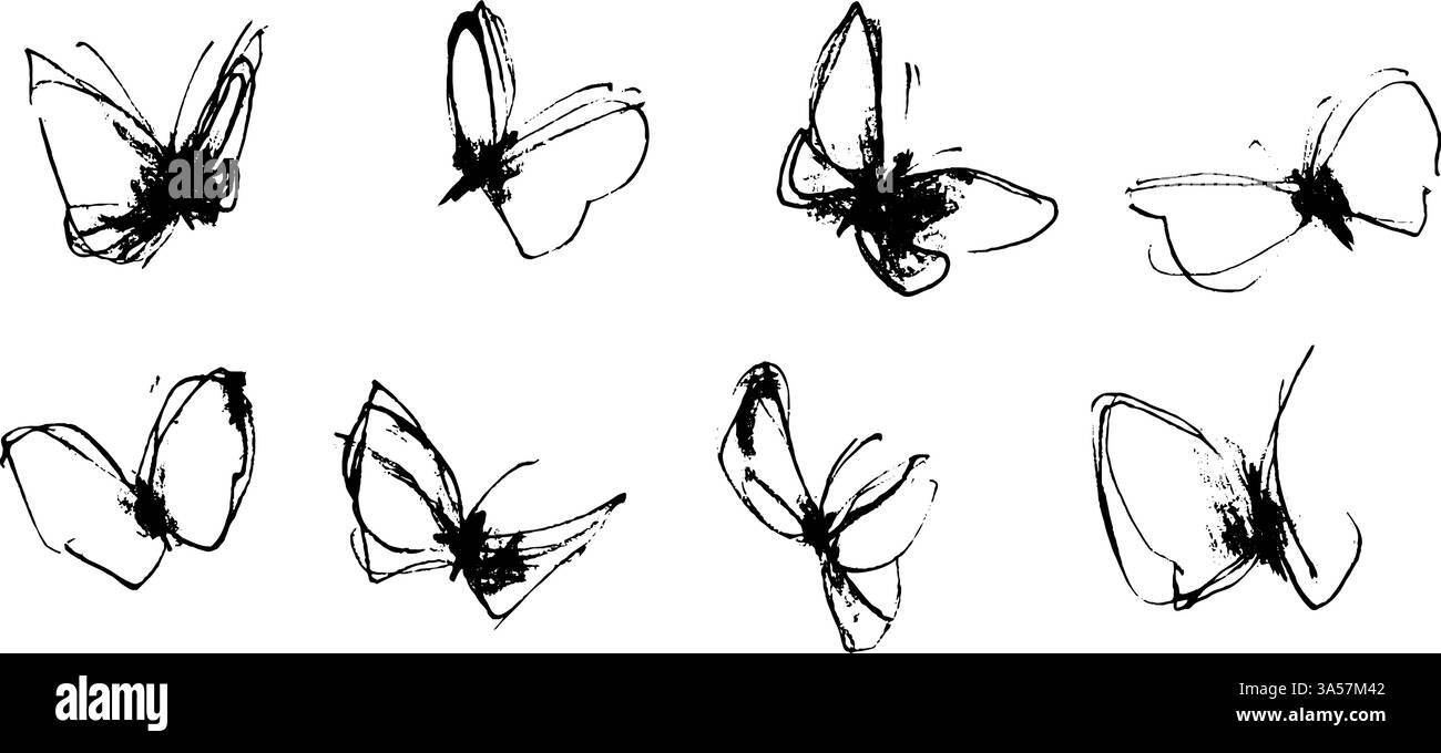 Artistic Butterfly Sketches Collection Stock Vector Image & Art - Alamy
