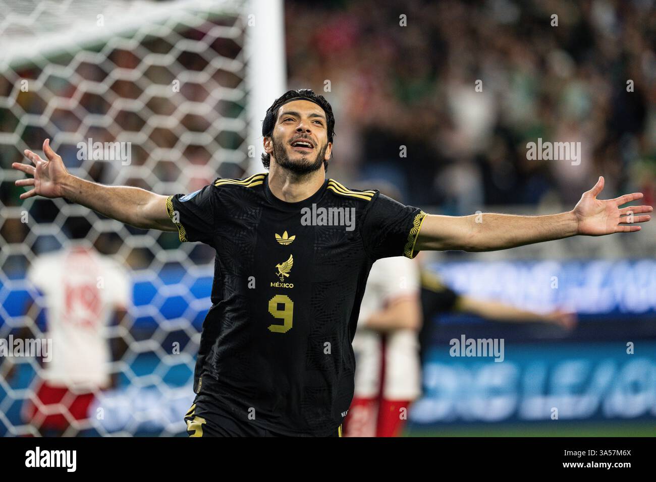 Mexico forward Raúl Jiménez (9) celebrates after scoring a goal during ...